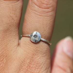 Solid 925 Sterling Silver Compass Ring - Etsy