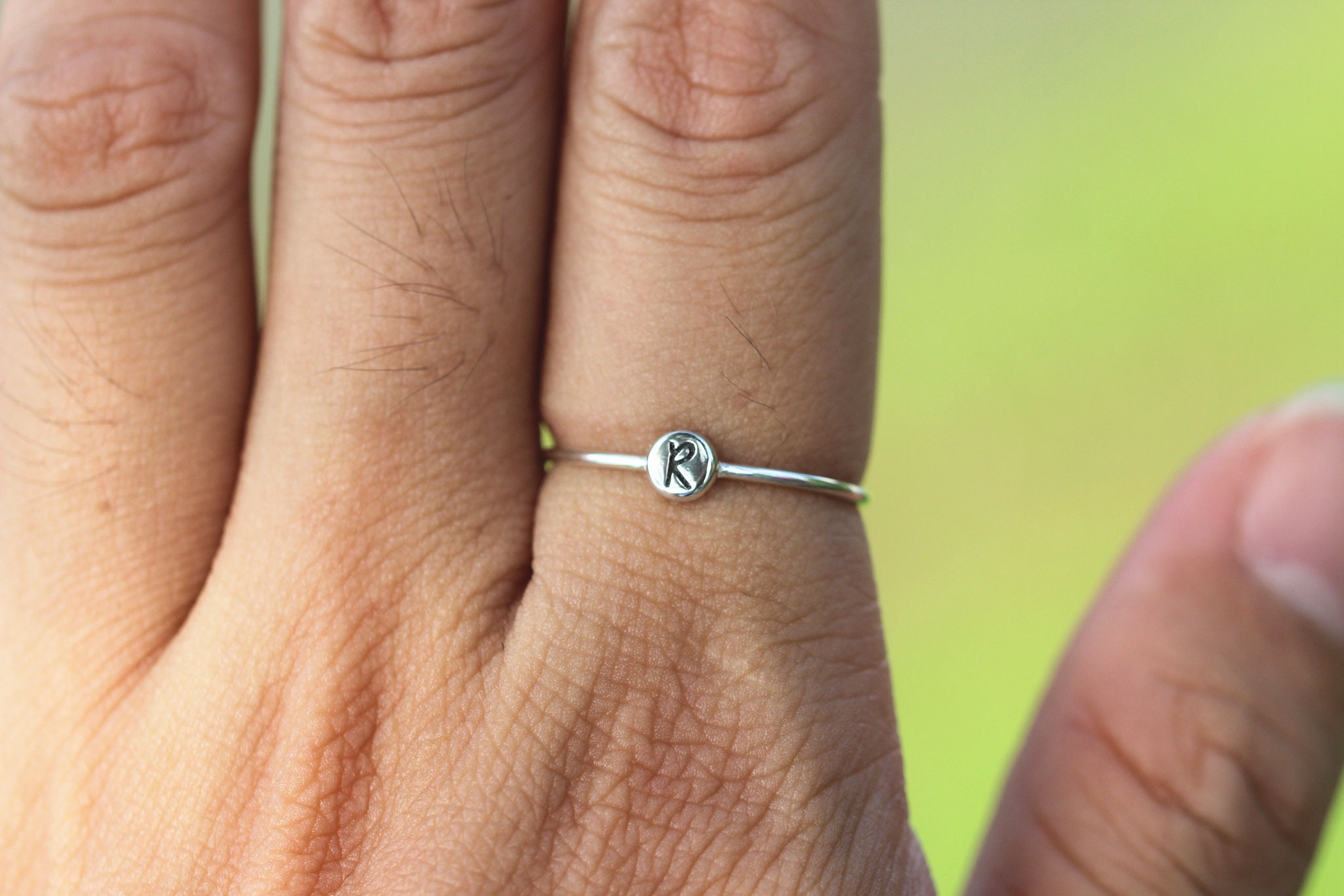 925 Silver Custom Initial Ringletter Ringsilver Letter - Etsy