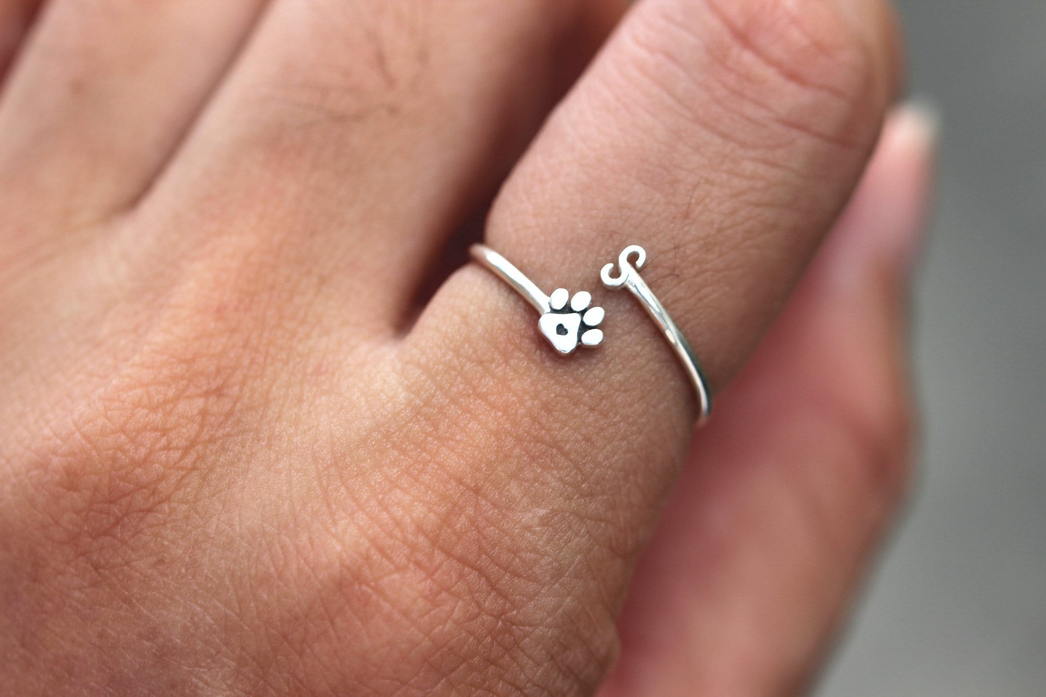 925 Sterling Silver Dog Paw Ringtiny Heart Jewelrycustom - Etsy