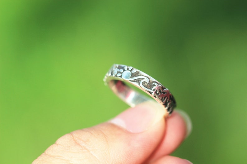 925 Silver Palm Tree Band Ring,sun Ring,wave Ring,sunset Jewelry,sunny ...