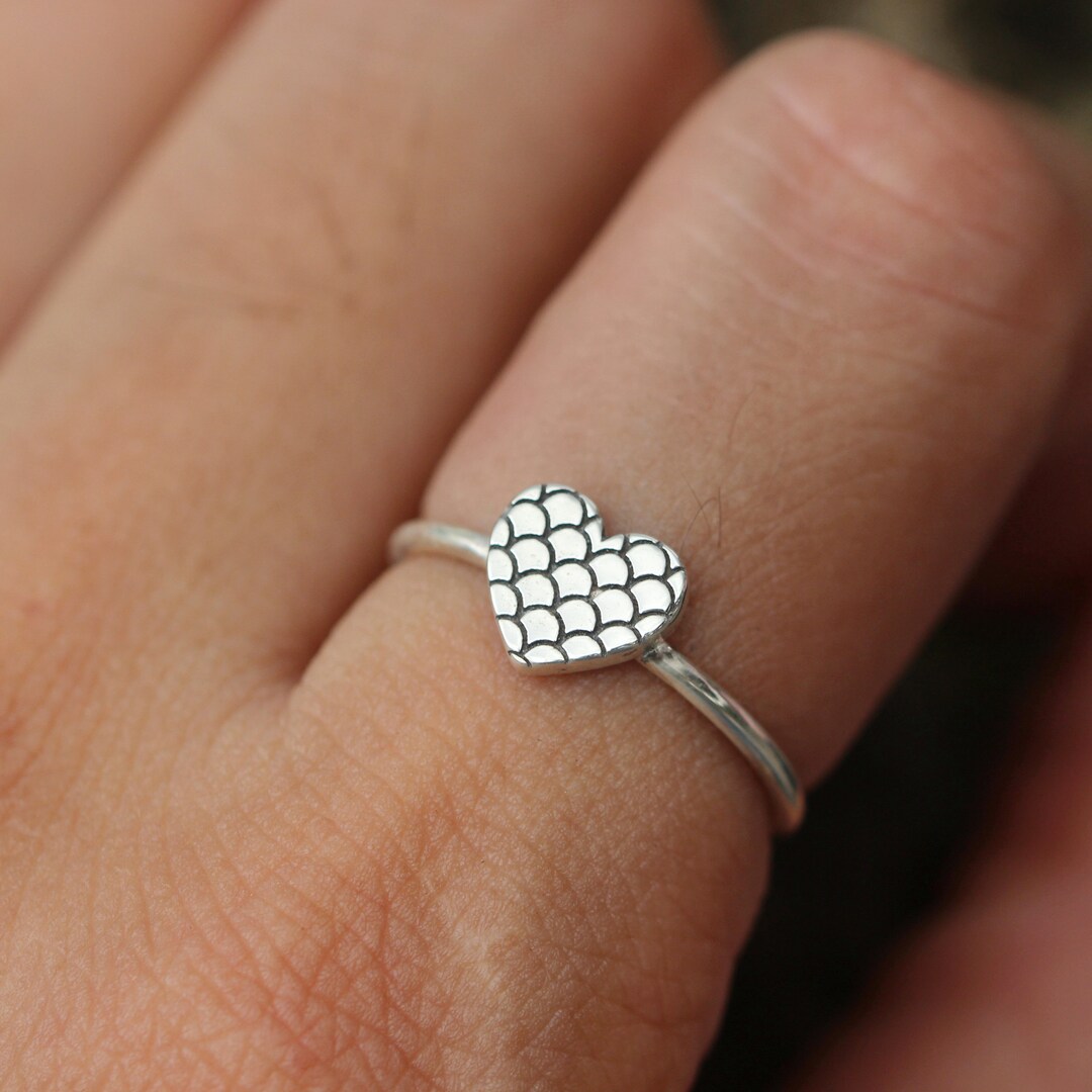 Sterling Silver Fish Scale Ring,mermaid Ring,fish Jewelry,silver Heart ...