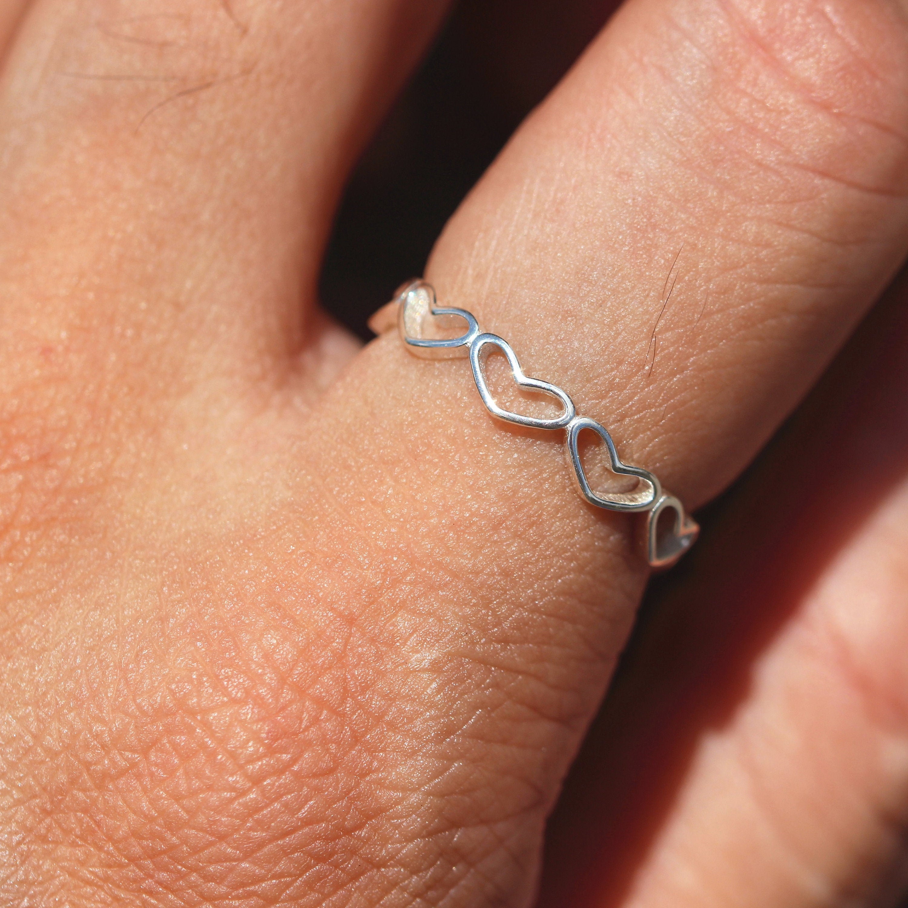 Dainty Heart Ring in Sterling Silverminimal Heart | Etsy