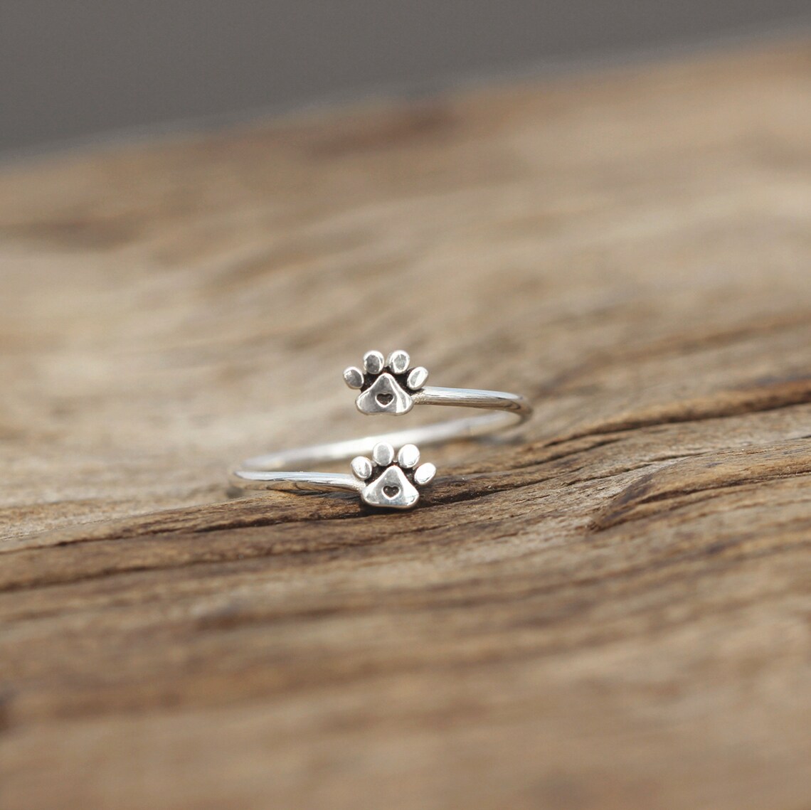 925 Silver Paw Ringdog Paw Ringsilver Heart Ringcat Paw - Etsy