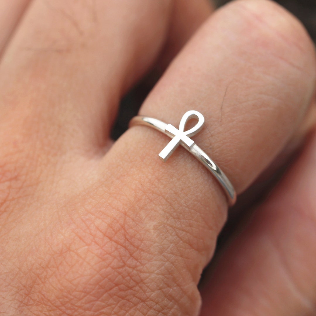 Silver Ankh Ring,egyptian Ankh Cross Ring,925 Silver Cross Ring - Etsy