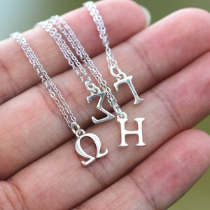 925 Silver Initial Necklace,single Greek Necklace,greek Letter Necklace ...