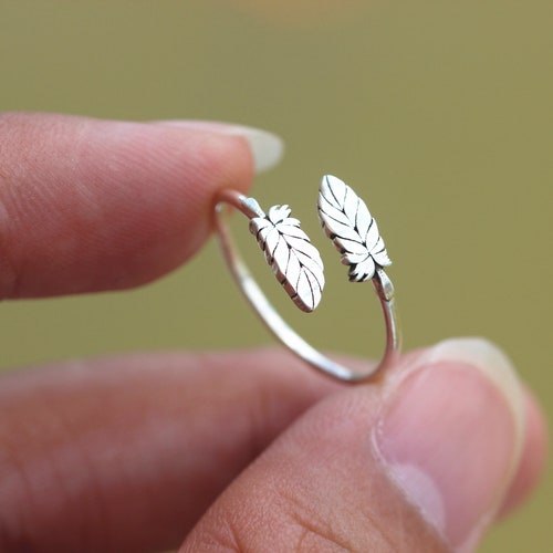 925 Sterling Silver Leaf Ringsilver Tree Ringdelicate Leaves - Etsy