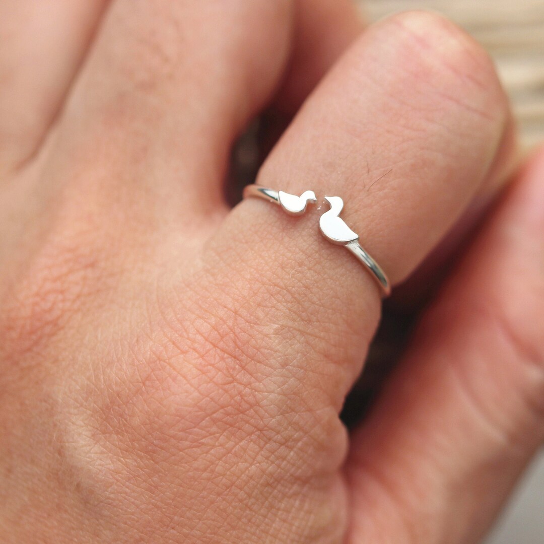 Sterling Silver Duck Ring: Dainty Animal Jewelry - Etsy