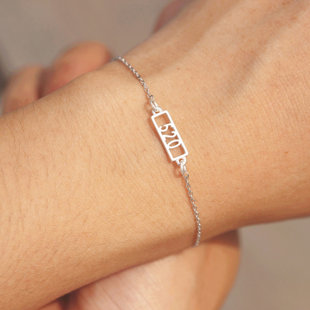 Custom 925 Silver Number Bracelet: Personalized Initial Jewelry - Etsy