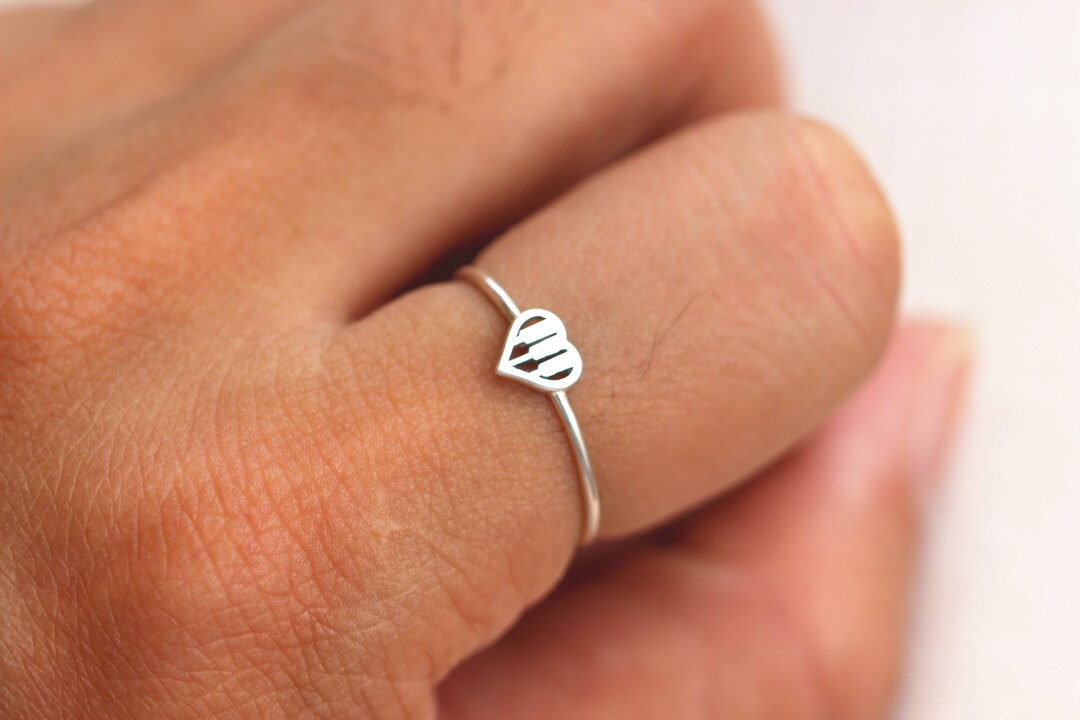 925 Silver Piano Keys Heart Ring: Music Lover Jewelry - Etsy