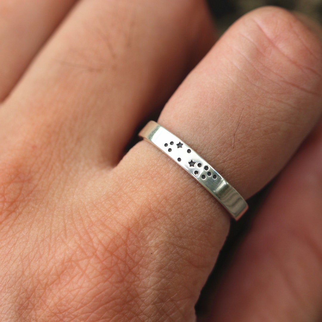 Custom Zodiac Sterling Silver Ring: Minimalist Stacking Jewelry - Etsy