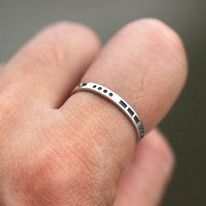 Custom Morse Code Ring,personalized Secret Message Ring,sterling Silver ...