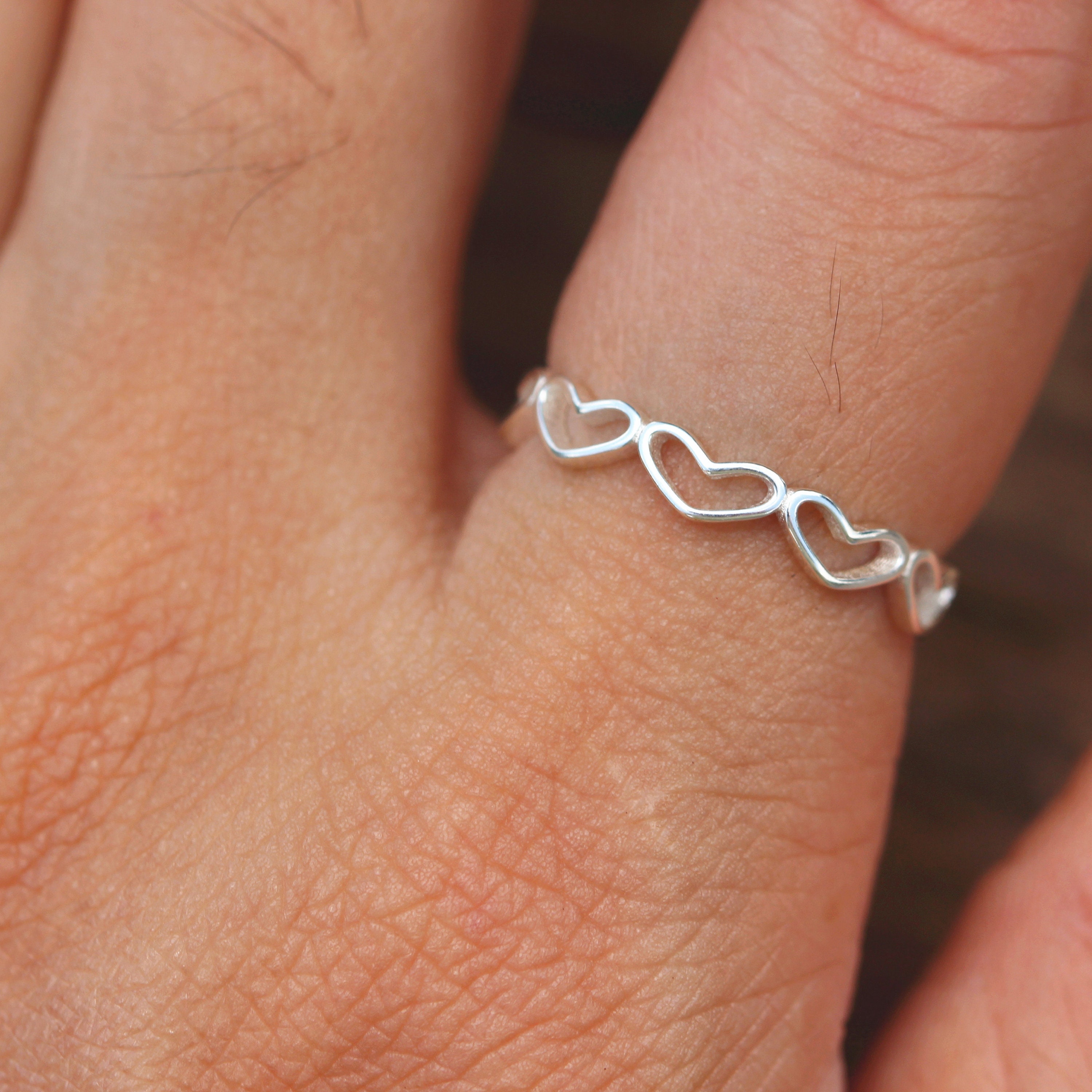 Dainty Heart Ring in Sterling Silverminimal Heart | Etsy