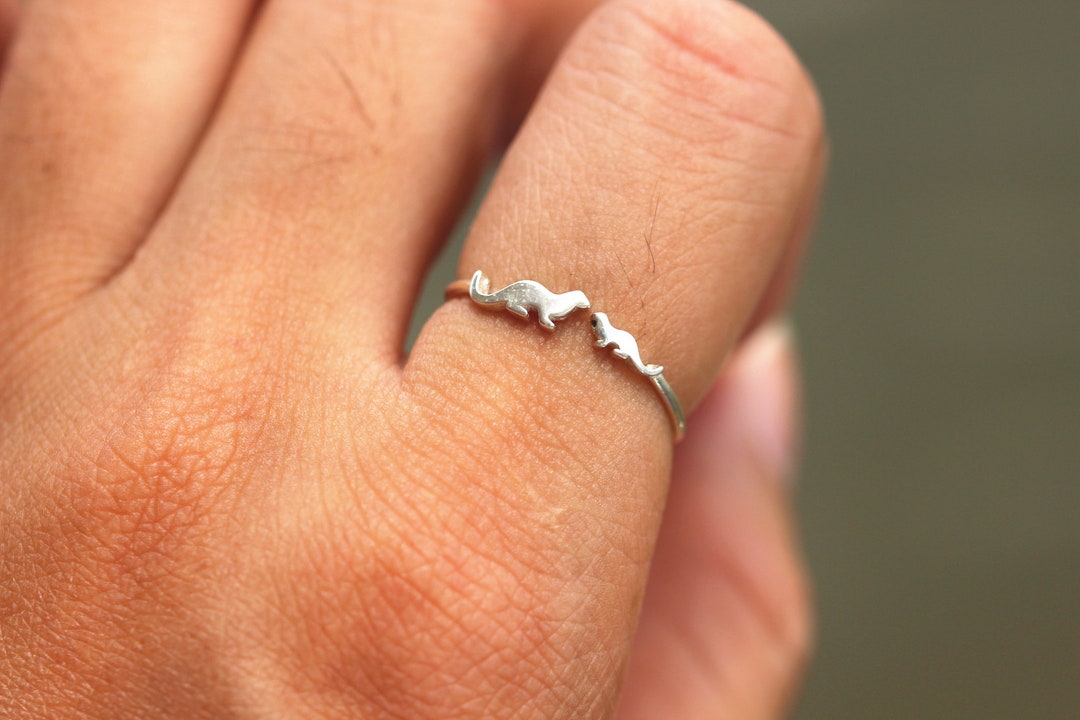 BHPG, Sterling Silver Tiny Sea Otter Ring, Solid 925 Silver Midi Otter ...