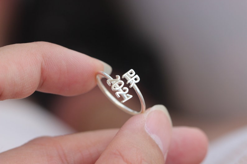 925 Silver Initial Ringsilver Letter Ringsecret Date | Etsy