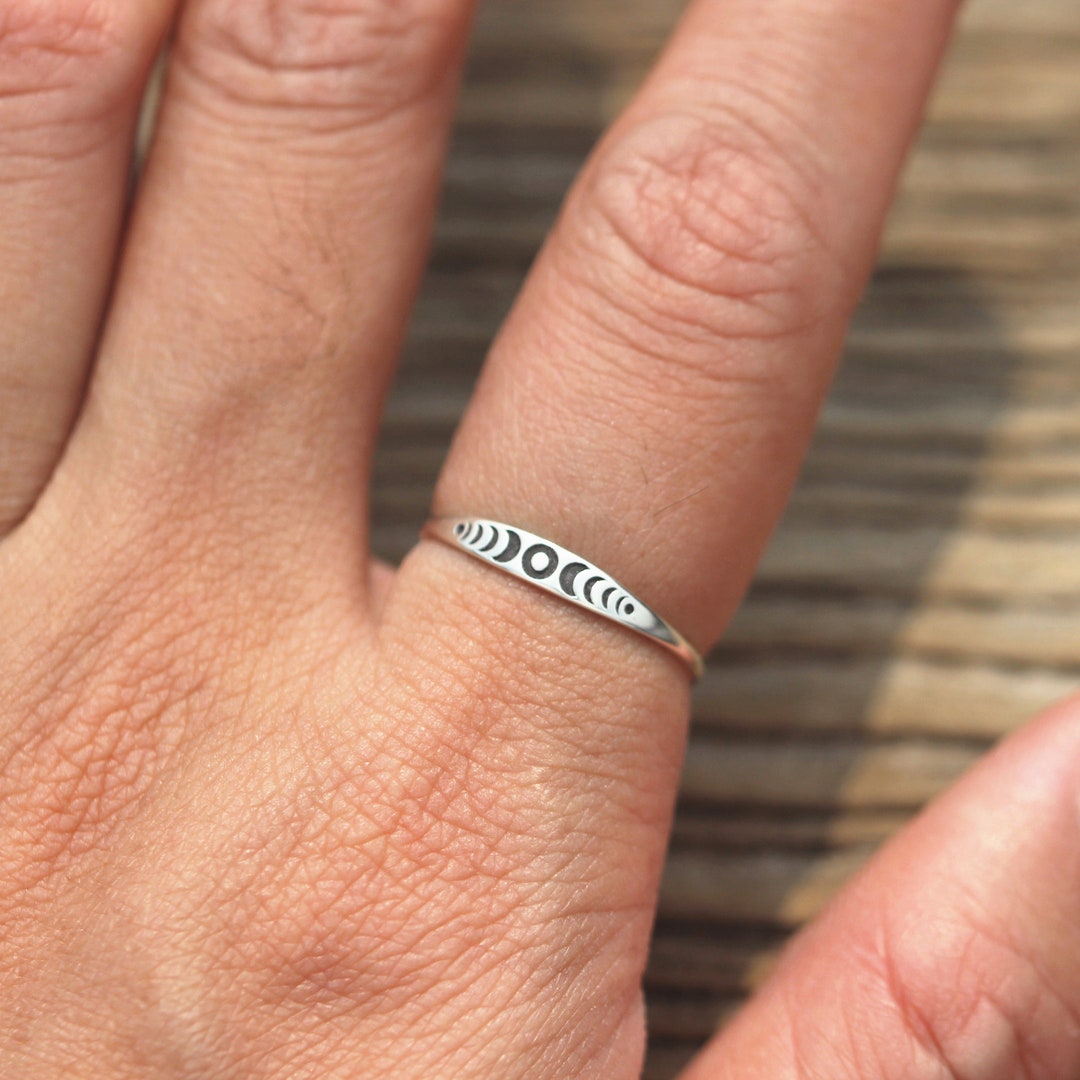 Silver Moon Phase Ring,crescent Moon Ring,moon Cycle Ring,sterling ...