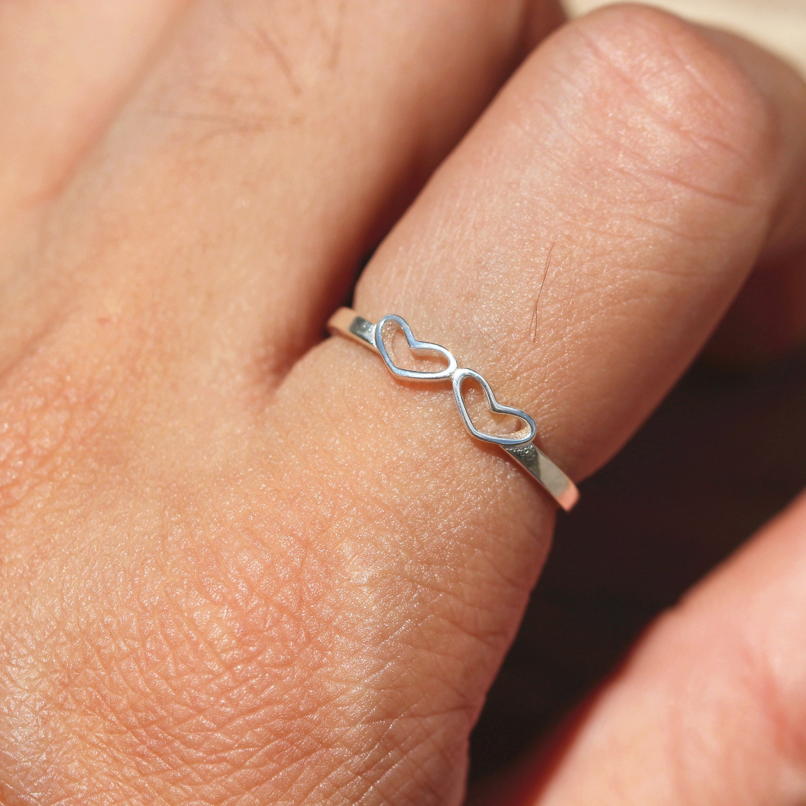 Dainty Heart Ring in Sterling Silverminimal Heart | Etsy