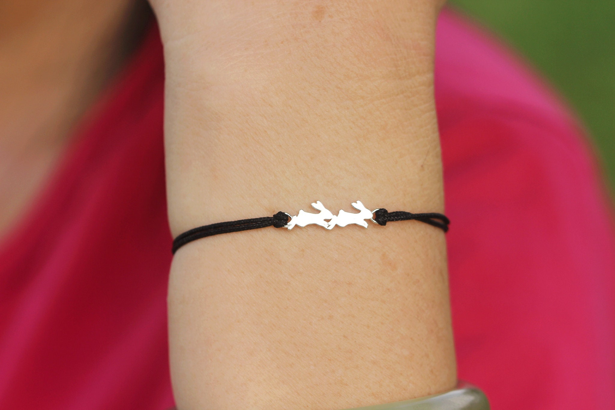 Running Rabbit Braceletsilver Family Bunny Rabbit - Etsy