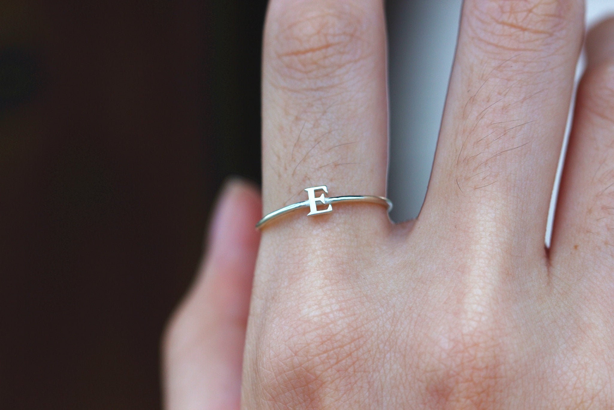 Anillo inicial personalizado de plata 925 anillo de letra | Etsy