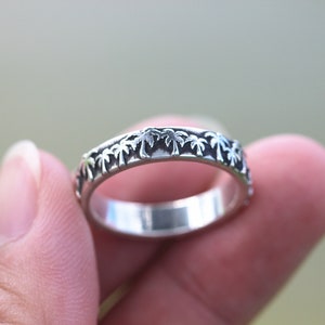 Solid 925 Sterling Silver Coconut Tree Ring,seaside Forest Ring,family ...