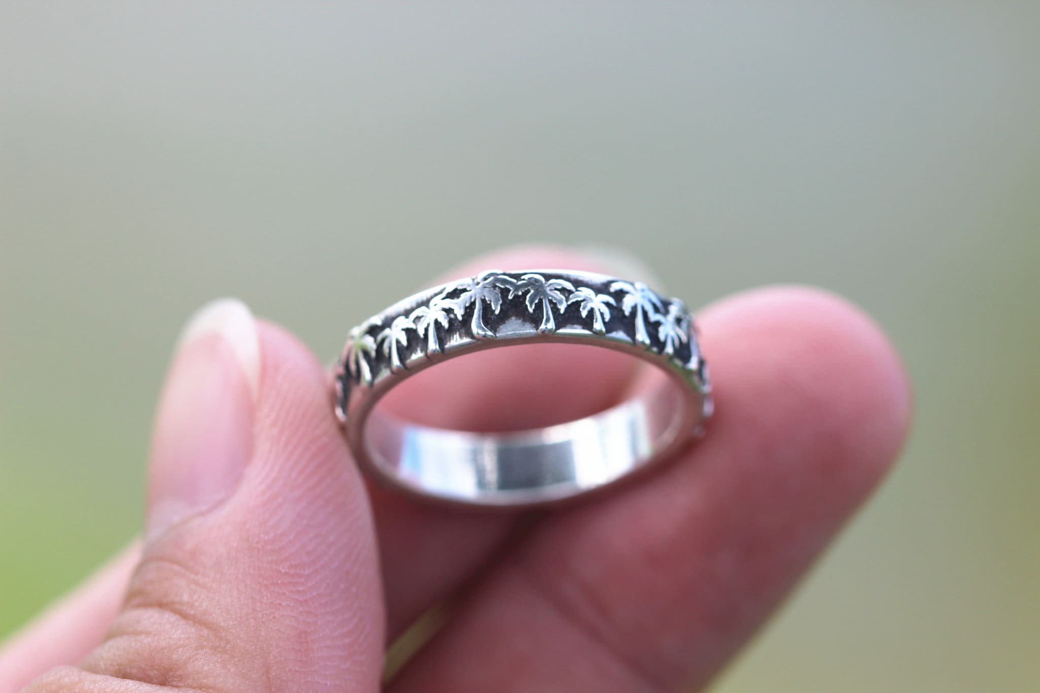 Solid 925 Sterling Silver Coconut Tree Ringseaside Forest - Etsy