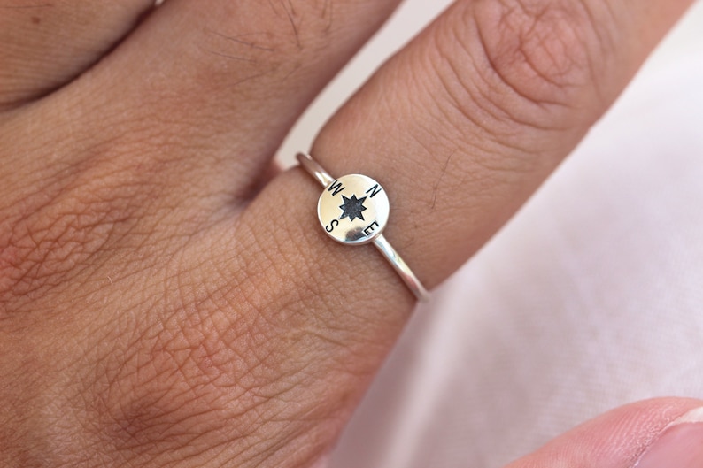 Solid 925 Sterling Silver Compass Ring - Etsy