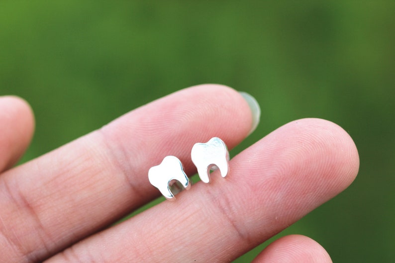 925 Silver Tooth Stud Earrings Dental Hygienist Gift Idea - Etsy