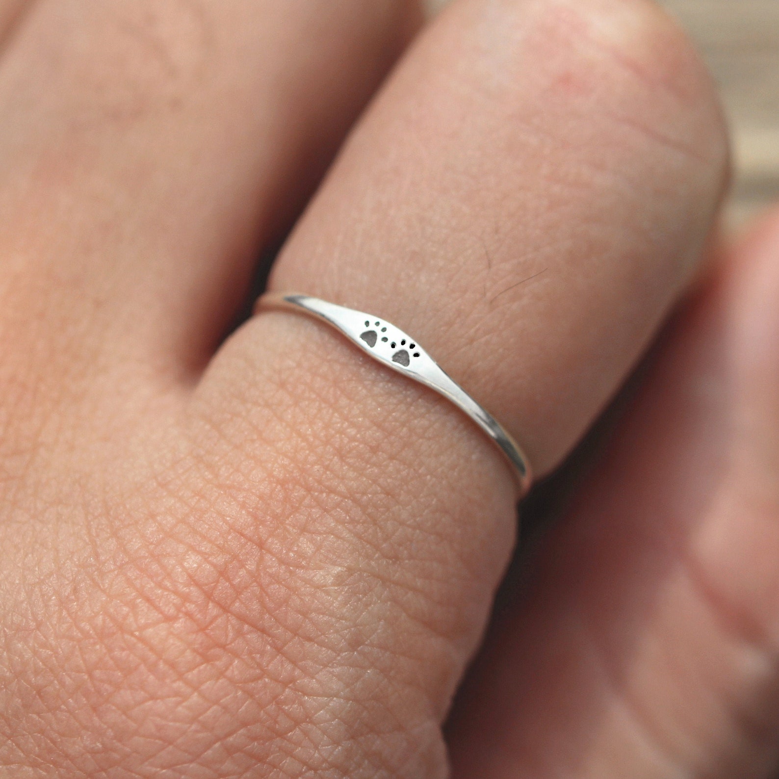 Tiny Paw Print Ring 925 Sterling Silver Paw Print Ring | Etsy