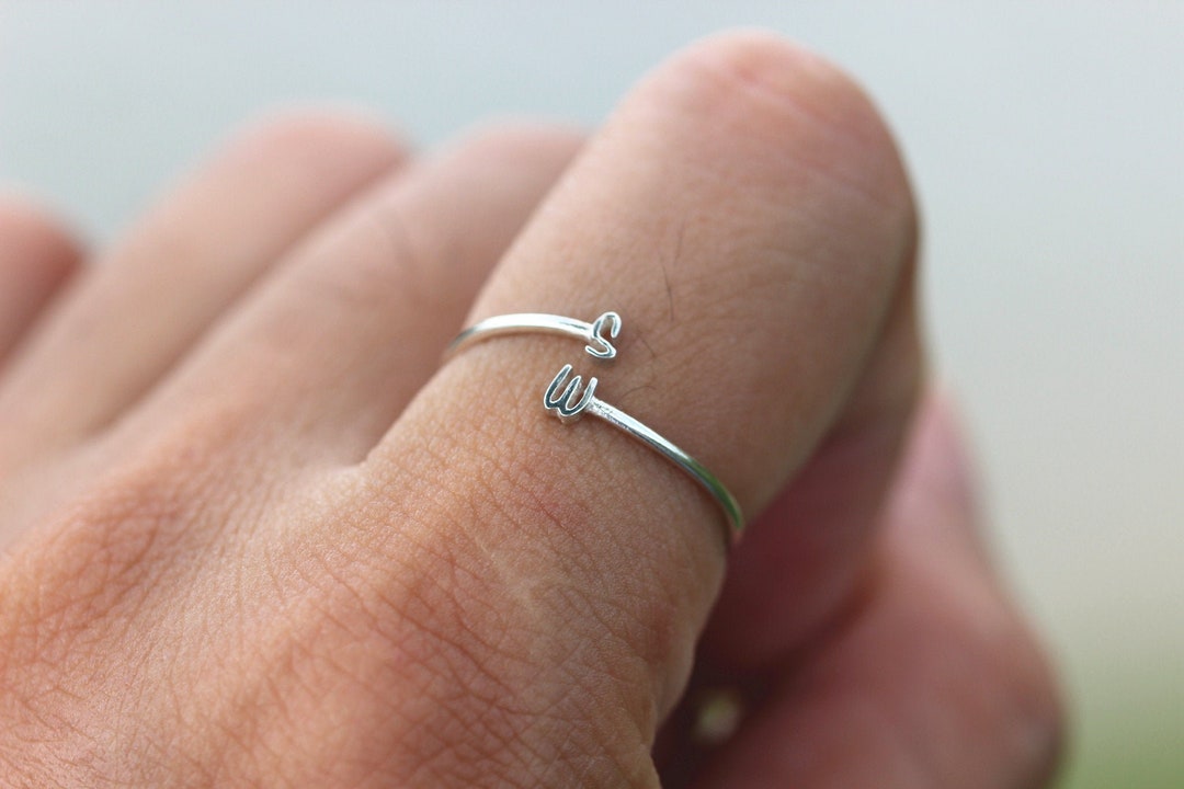 Sterling Silver Custom Initial Ring,personalized Letter Ring,dainty ...