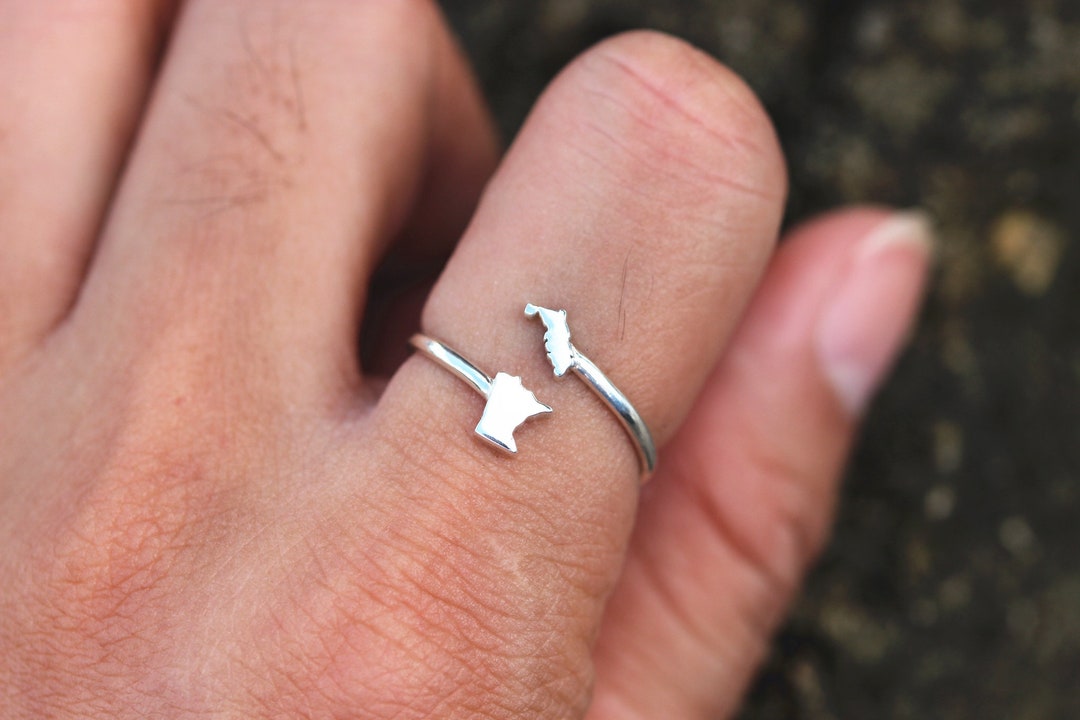 Sterling Silver Custom US State Ring,personalized State Ring,secret ...