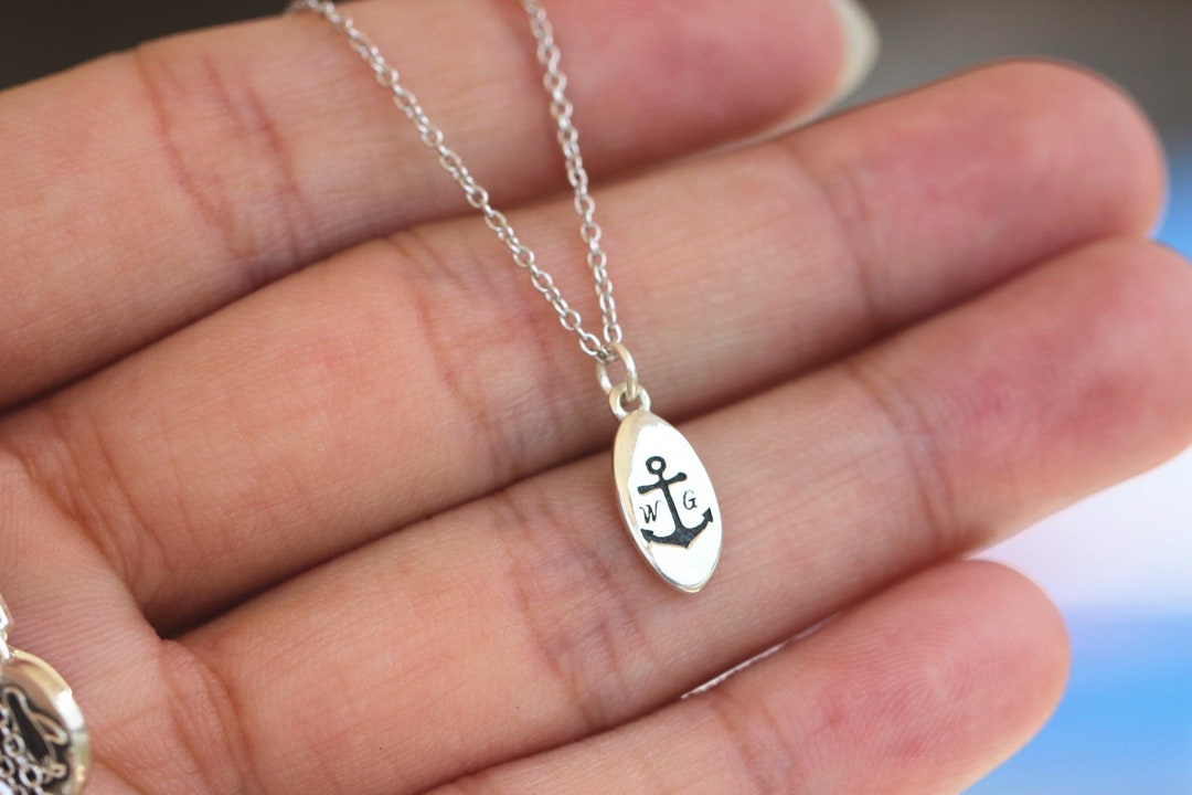 Personalized Anchor Necklace,custom Initial Necklace,bestfriend Jewelry ...