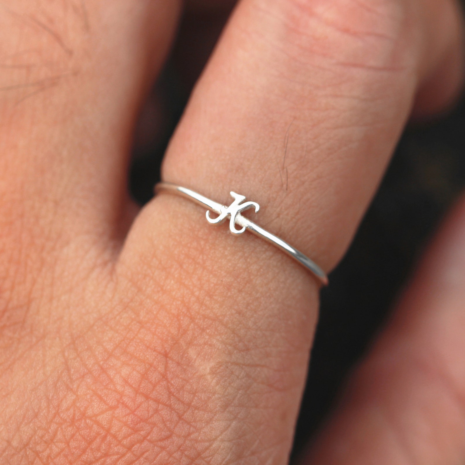 Set of 2, 925 Silver Custom Initial Ring,letter Ring,initial Jewelry ...