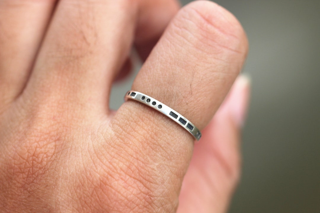 Custom Morse Code Ring,personalized Secret Message Ring,sterling Silver ...
