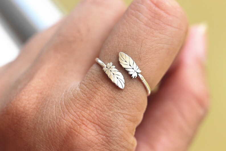 925 Sterling Silver Leaf Ringsilver Tree Ringdelicate Leaves | Etsy