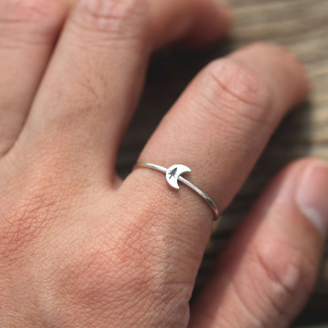 925 Silver Moon Ringsilver Jewelrysilver Tree Ringtree - Etsy