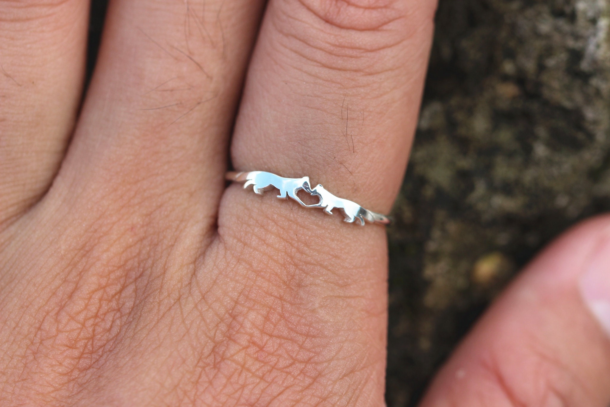 Kissing FOX Ringsolid Sterling Silver Animal Ringred Fox | Etsy