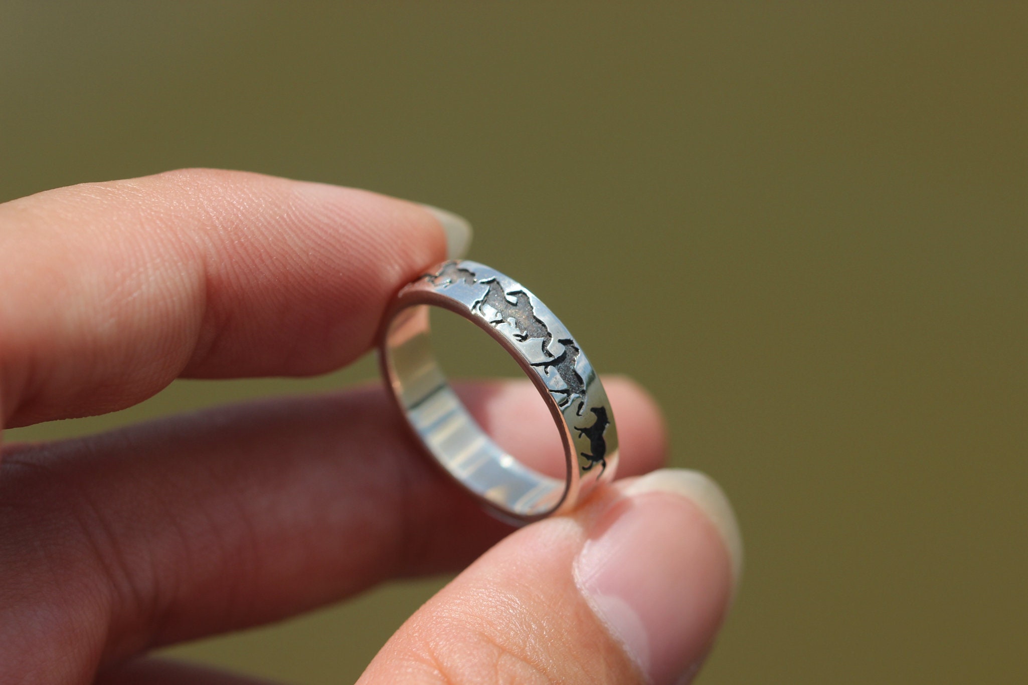 925 Sterling Silver Running Horses Ring - Etsy