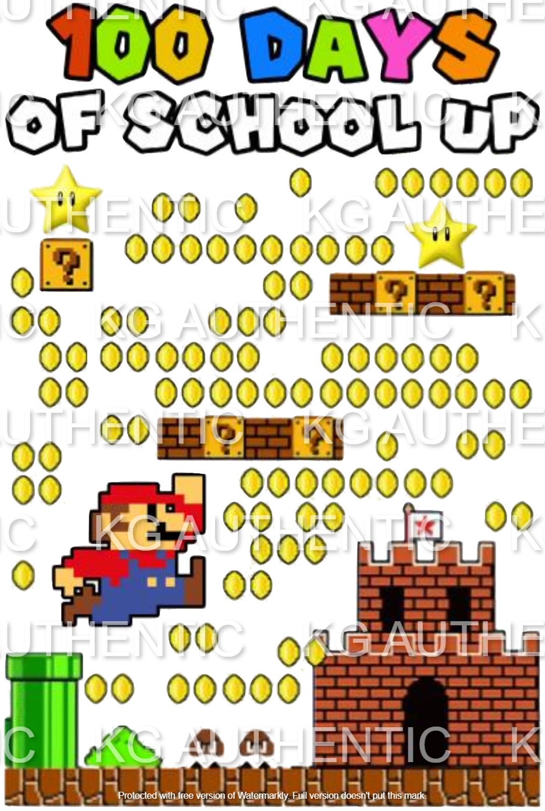 100 Days of School- Mario DTF PRINT - Etsy