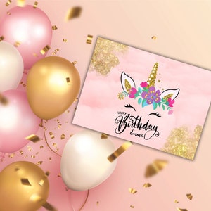 Editable Unicorn Birthday Card Unicorn Birthday Card Unicorn Birthday ...