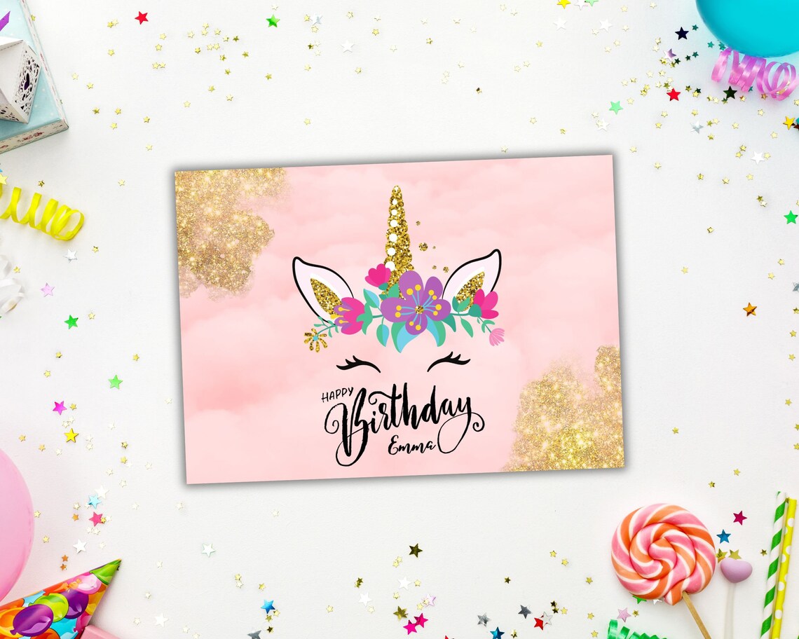 Editable Unicorn Birthday Card Unicorn Birthday Card Unicorn Birthday ...
