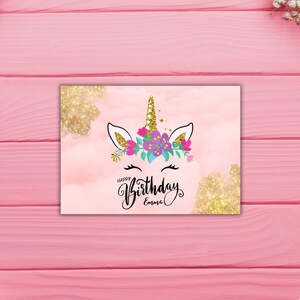Editable Unicorn Birthday Card Unicorn Birthday Card Unicorn Birthday ...