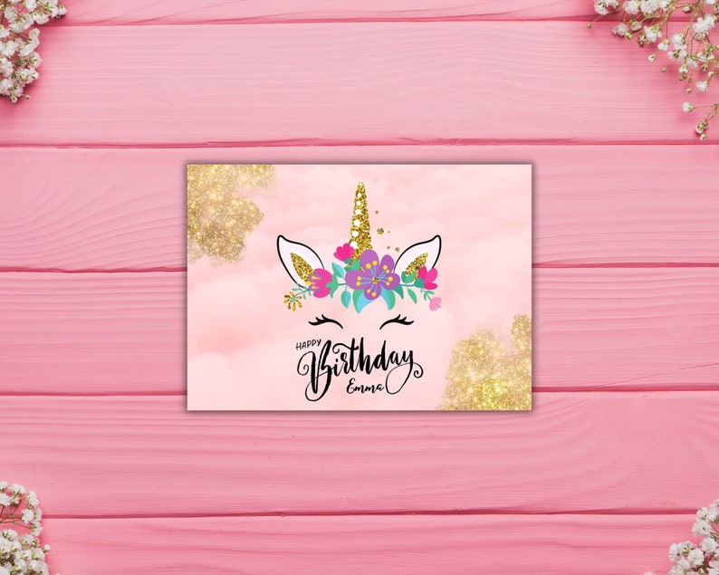 Editable Unicorn Birthday Card Unicorn Birthday Card Unicorn Birthday ...
