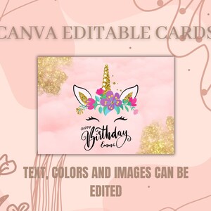 Editable Unicorn Birthday Card Unicorn Birthday Card Unicorn Birthday ...