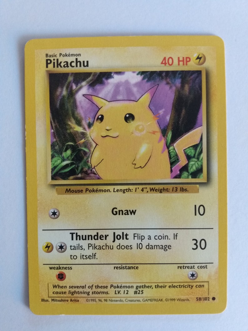 Pikachu 58/102 Misprint Base Set Pokemon Card 1990's Mint | Etsy