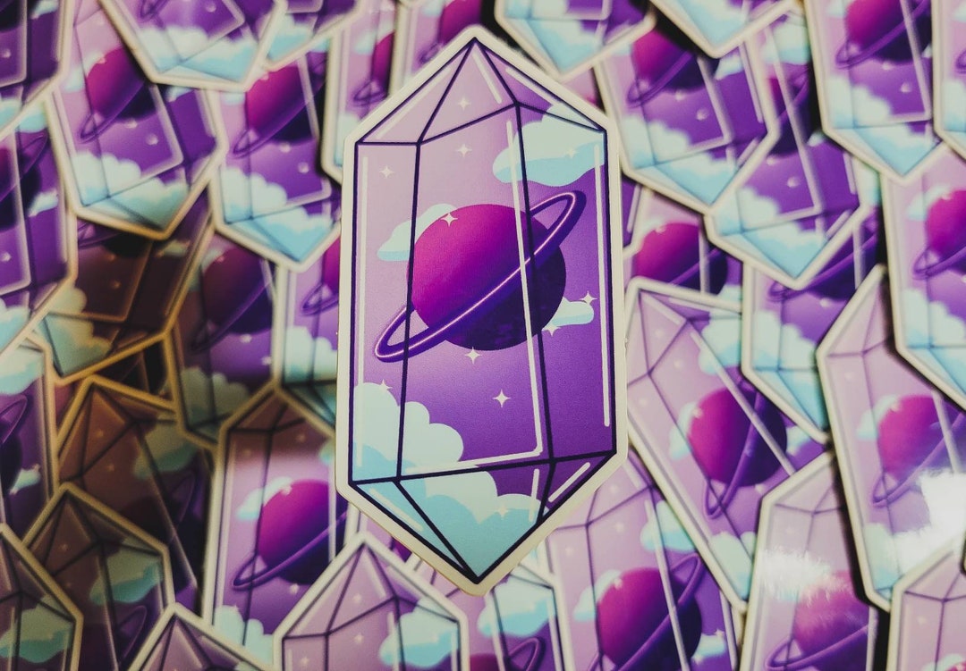 Space Crystal Vynil Sticker | Purple Crystal Sticker | Waterproof ...