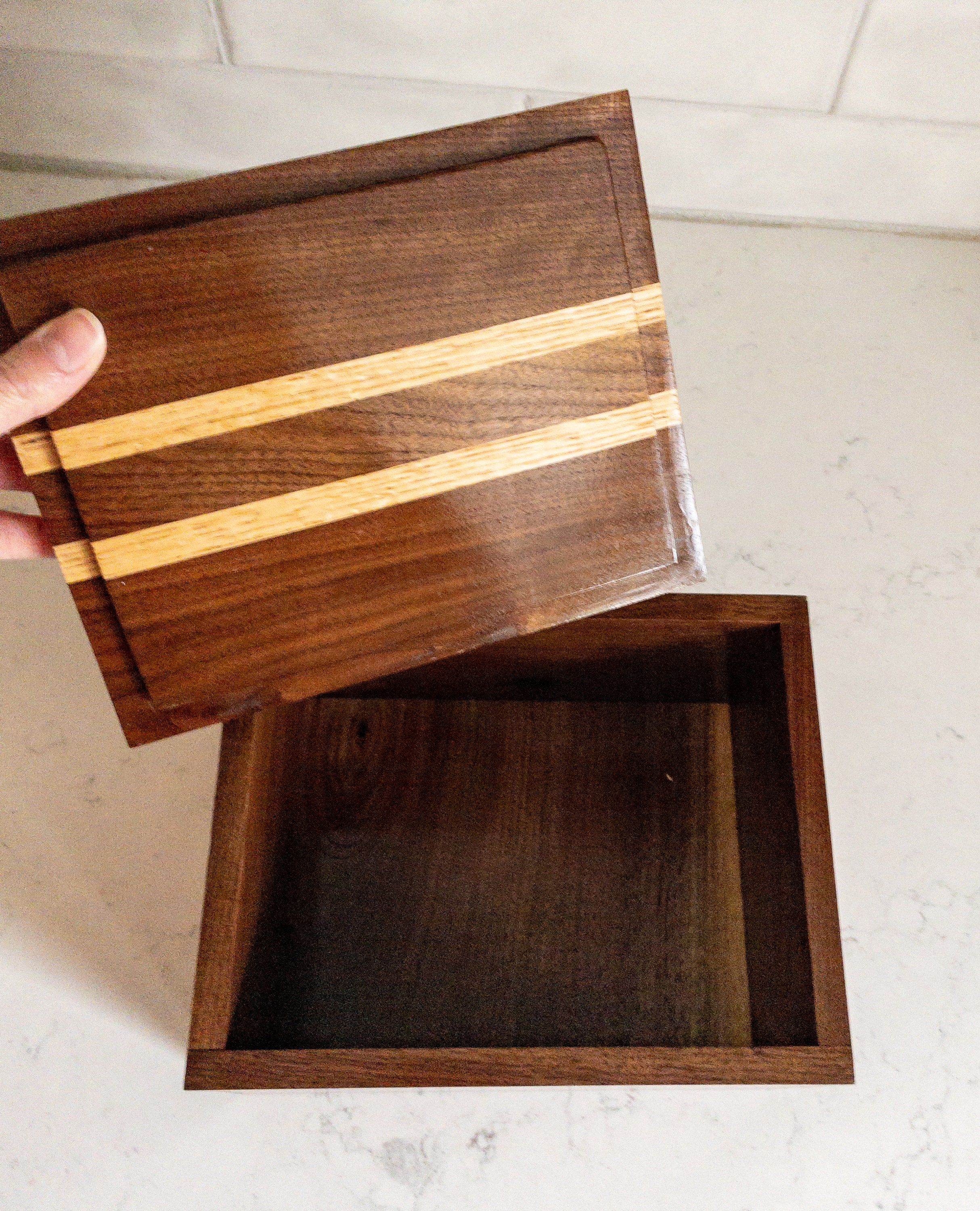 Walnut Keepsake Box With Hickory Detailing - Etsy