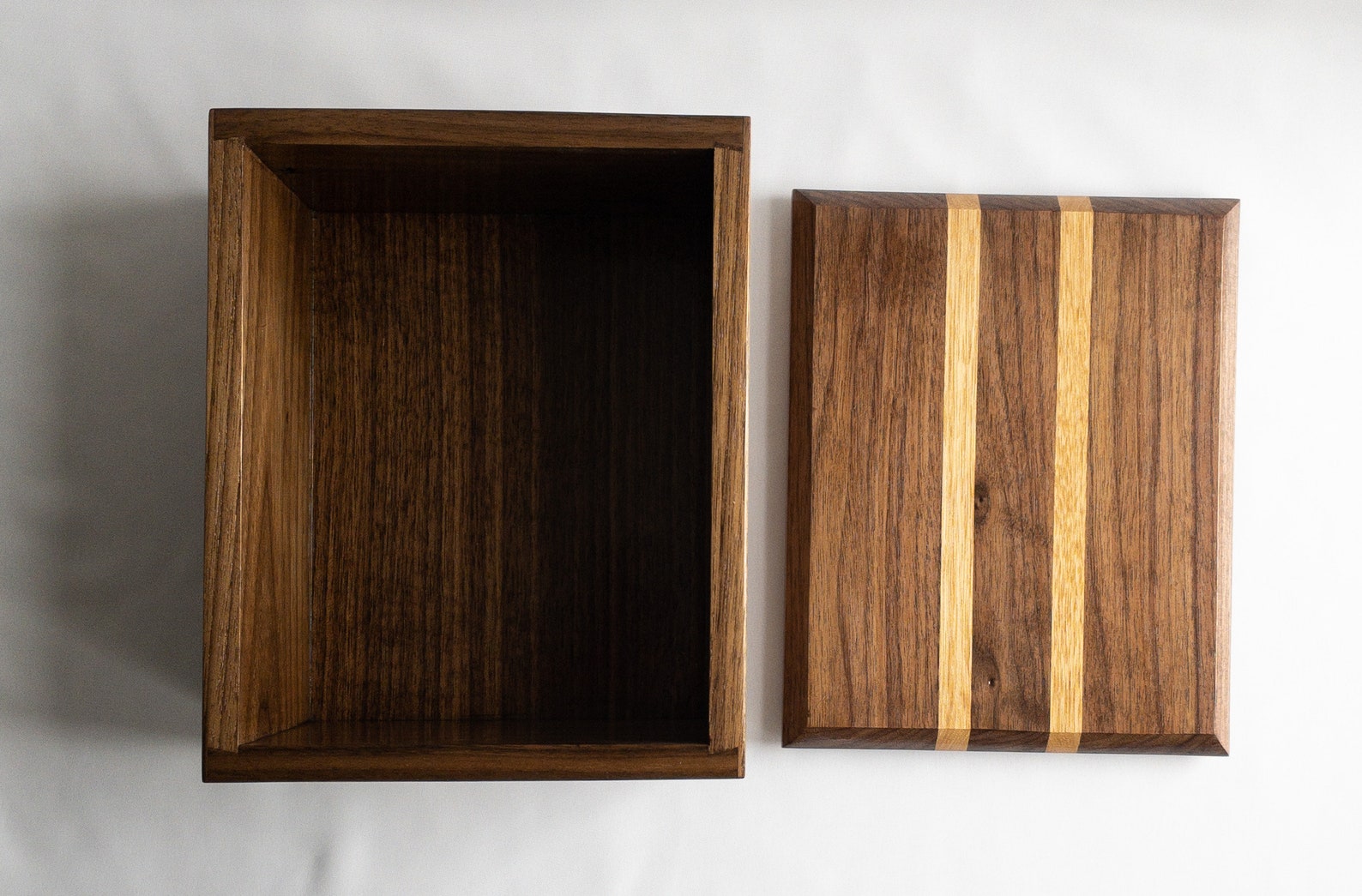 Walnut Keepsake Box With Hickory Detailing | Etsy