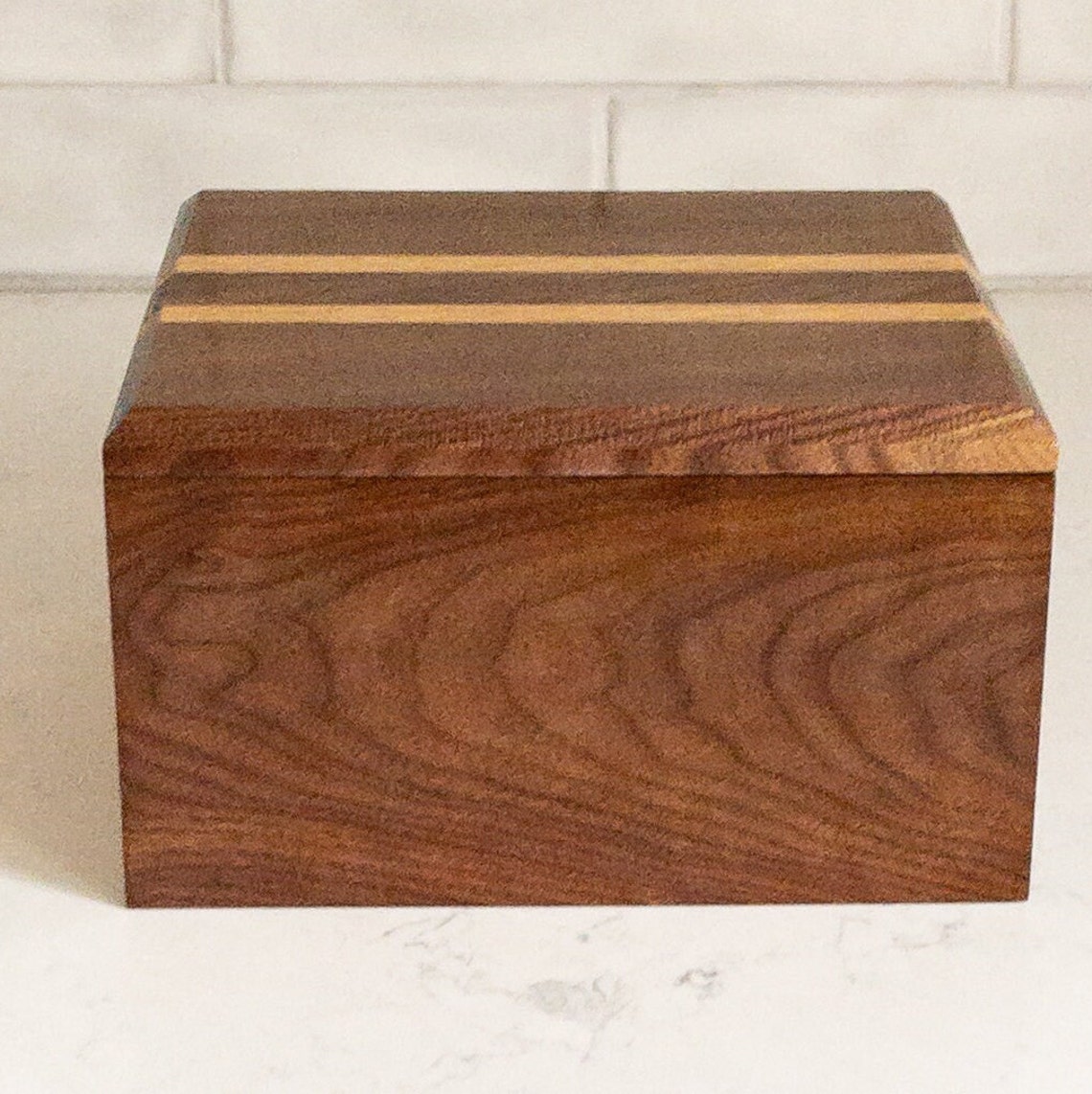Walnut Keepsake Box With Hickory Detailing - Etsy