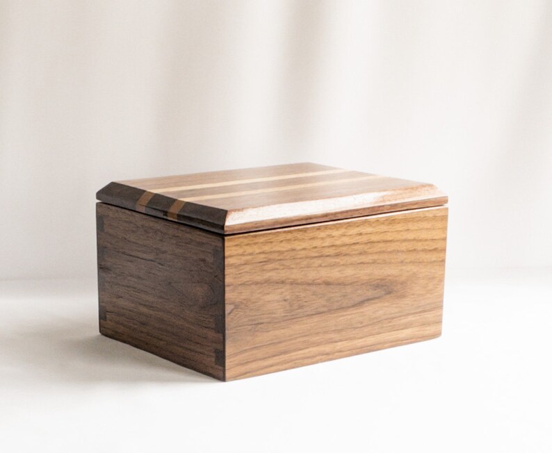 Walnut Keepsake Box With Hickory Detailing | Etsy