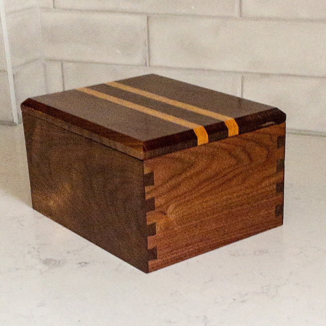 Walnut Keepsake Box With Hickory Detailing - Etsy