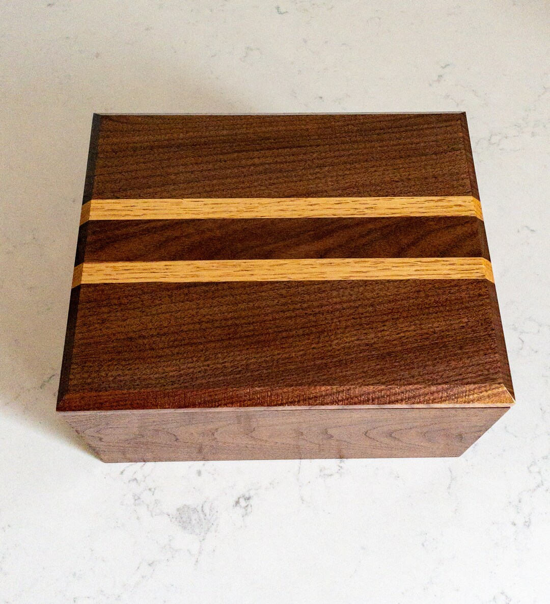 Walnut Keepsake Box With Hickory Detailing - Etsy